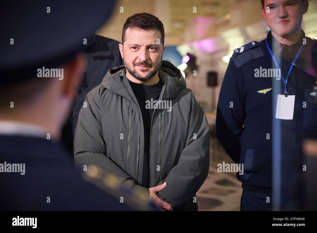 Kiev, Ukraine. 04th Nov, 2024. Ukrainian President Volodymyr Zelenskyy, tours the Iron Lab ...