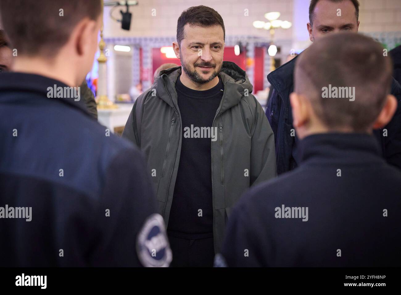 Kiev, Ukraine. 04th Nov, 2024. Ukrainian President Volodymyr Zelenskyy, tours the Iron Lab ...