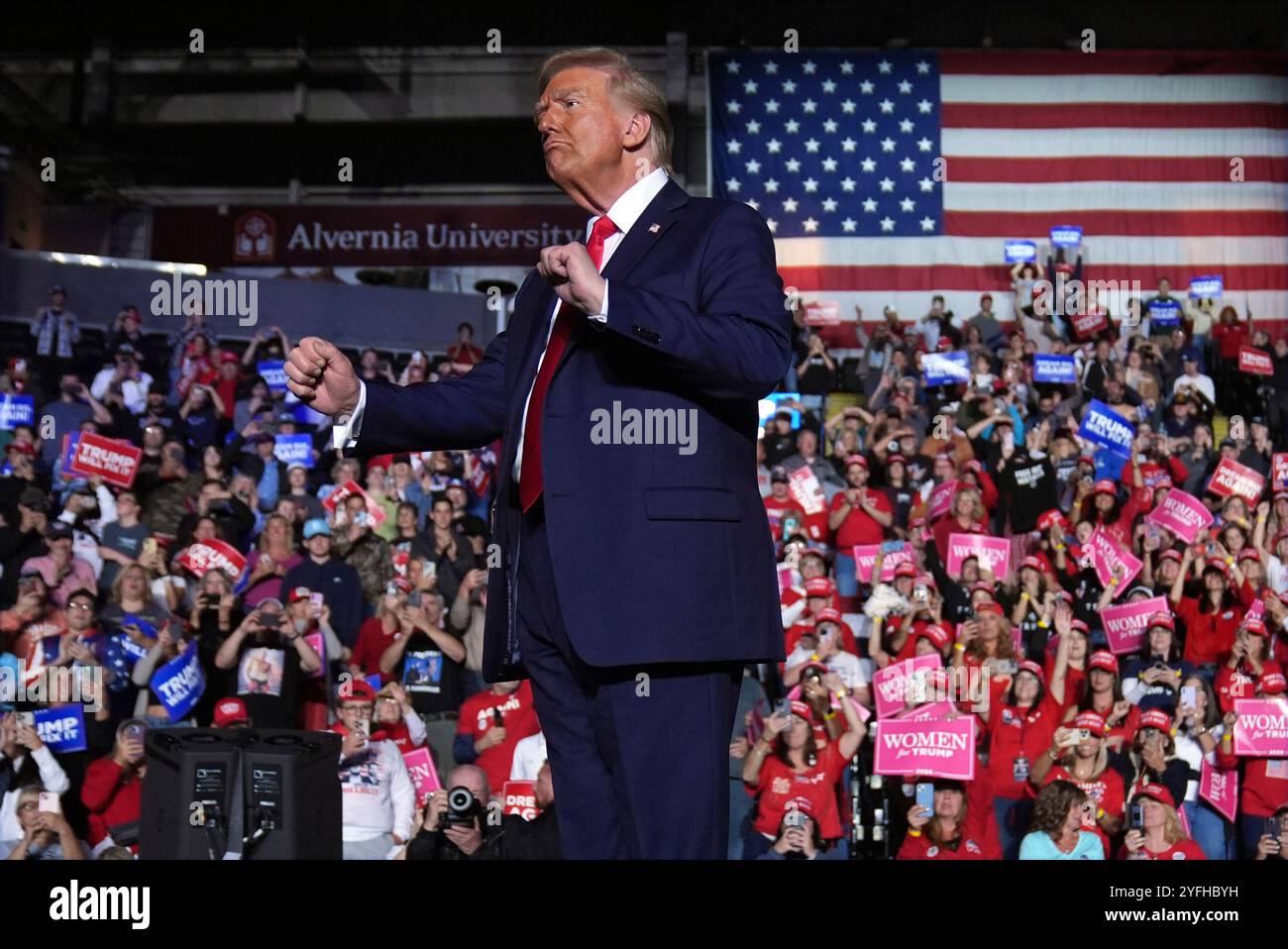 Republican presidential nominee former President Donald Trump dances ...