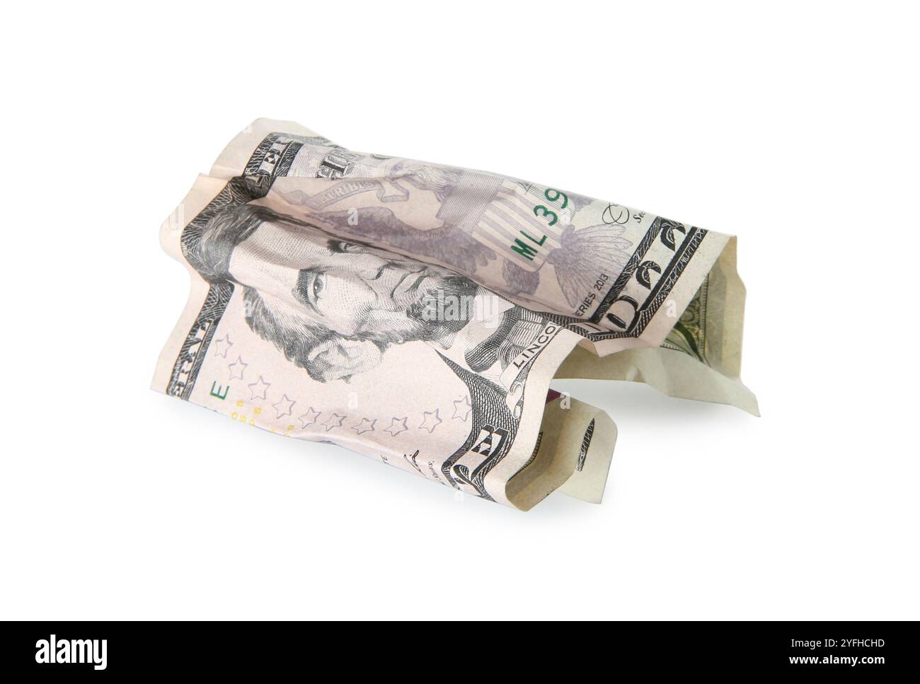 One crumpled dollar banknote isolated on white Stock Photo - Alamy