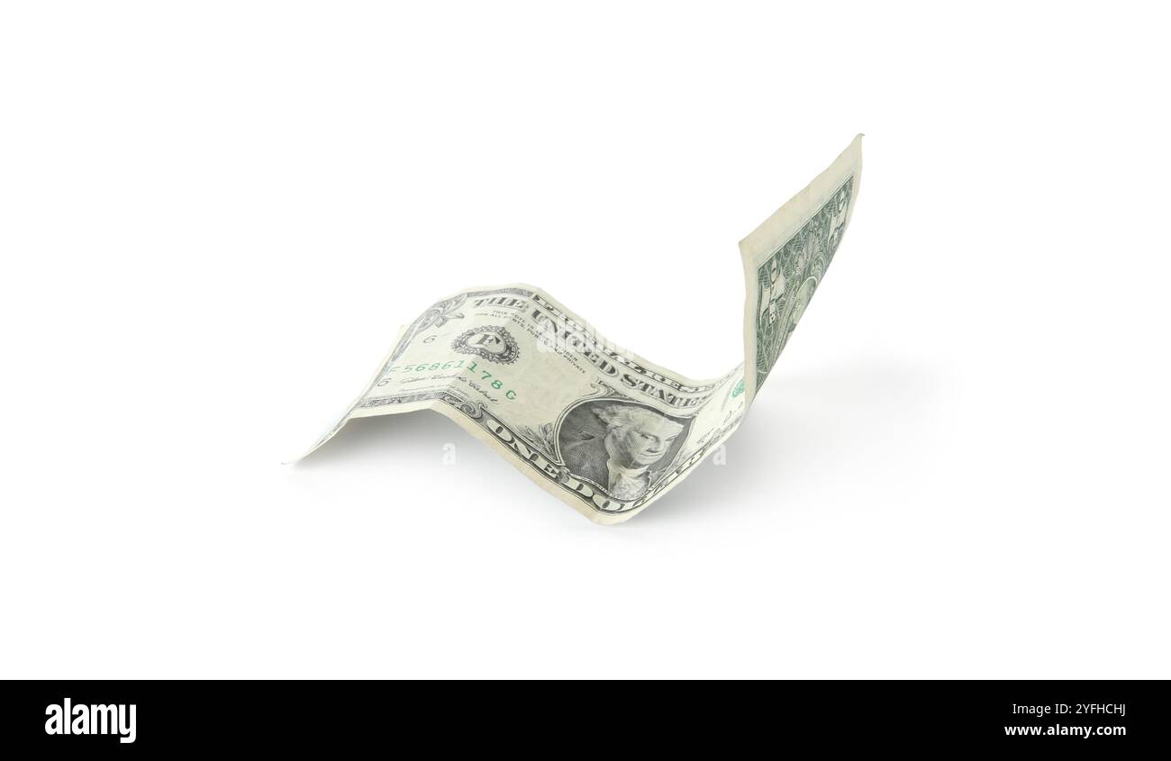 One crumpled dollar banknote isolated on white Stock Photo - Alamy