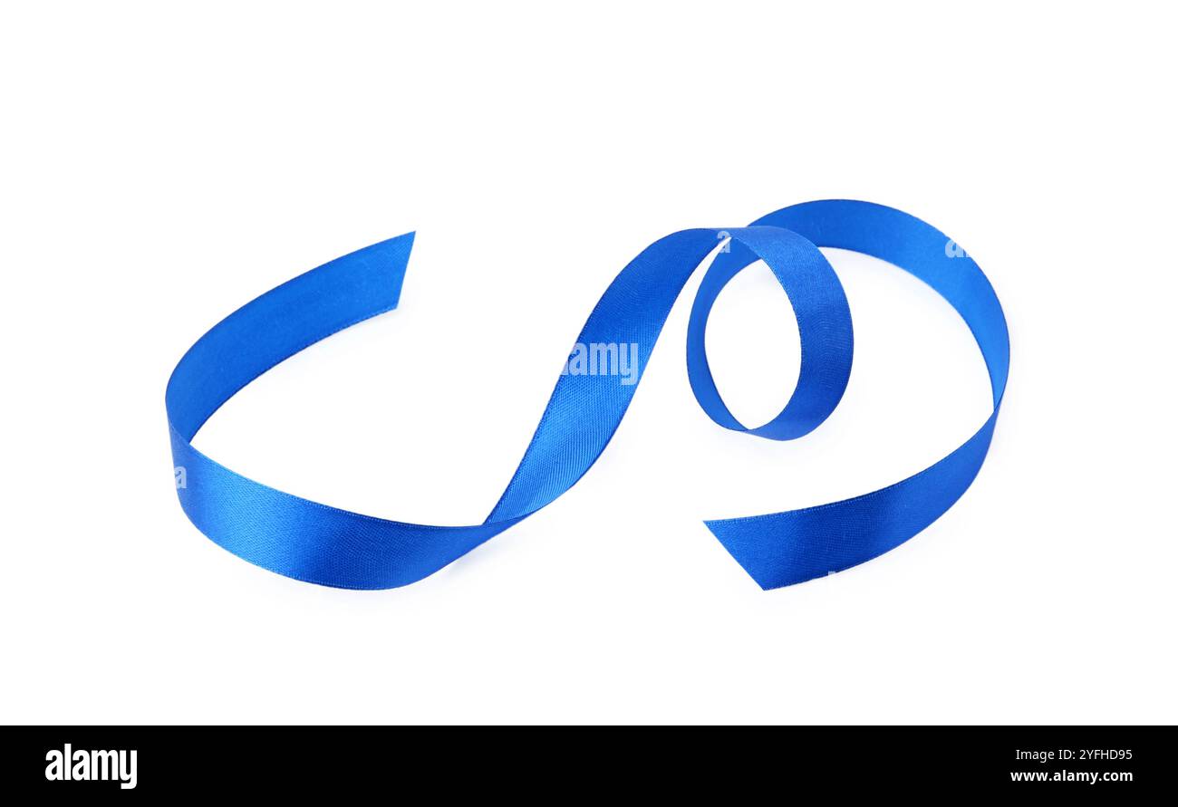 One beautiful blue ribbon isolated on white Stock Photo - Alamy