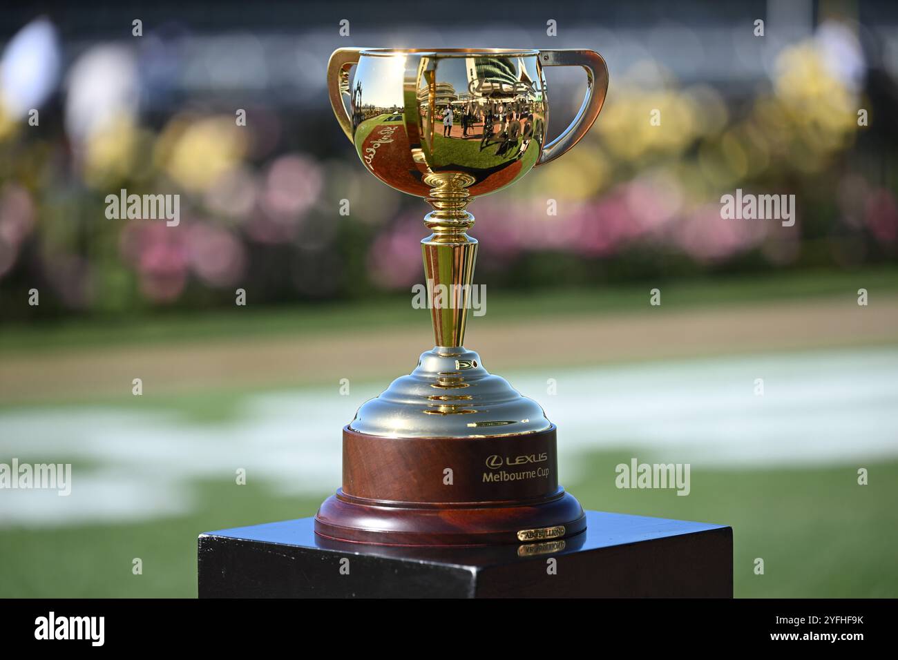 Melbourne, Australia. 05th Nov, 2024. The Melbourne Cup trophy is seen ...