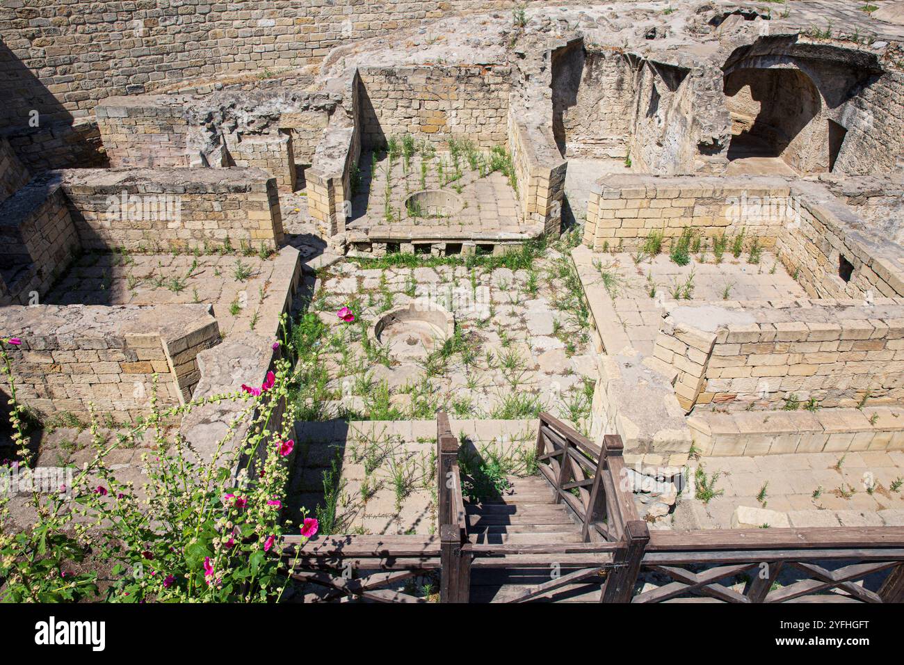 The ruins of the bath houses at the Shirvanshah's Palace in Baku ...