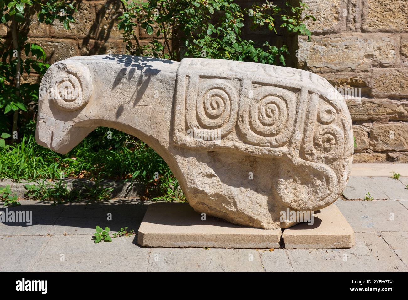 A decorative stone ram at the entrance to the Shirvanshah's Palace ...