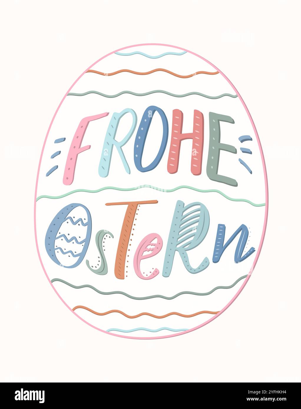 "Frohe Ostern" lettering inscribed in Easter egg, German Happy Easter ...