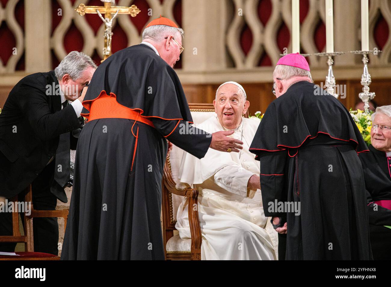 Cardinal Hollerich introducing bishops to Pope Francis in Notre-Dame ...