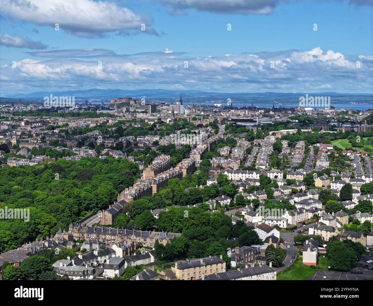 Aerial drone view of Edinburgh looking over Mayfield and Marchmont ...