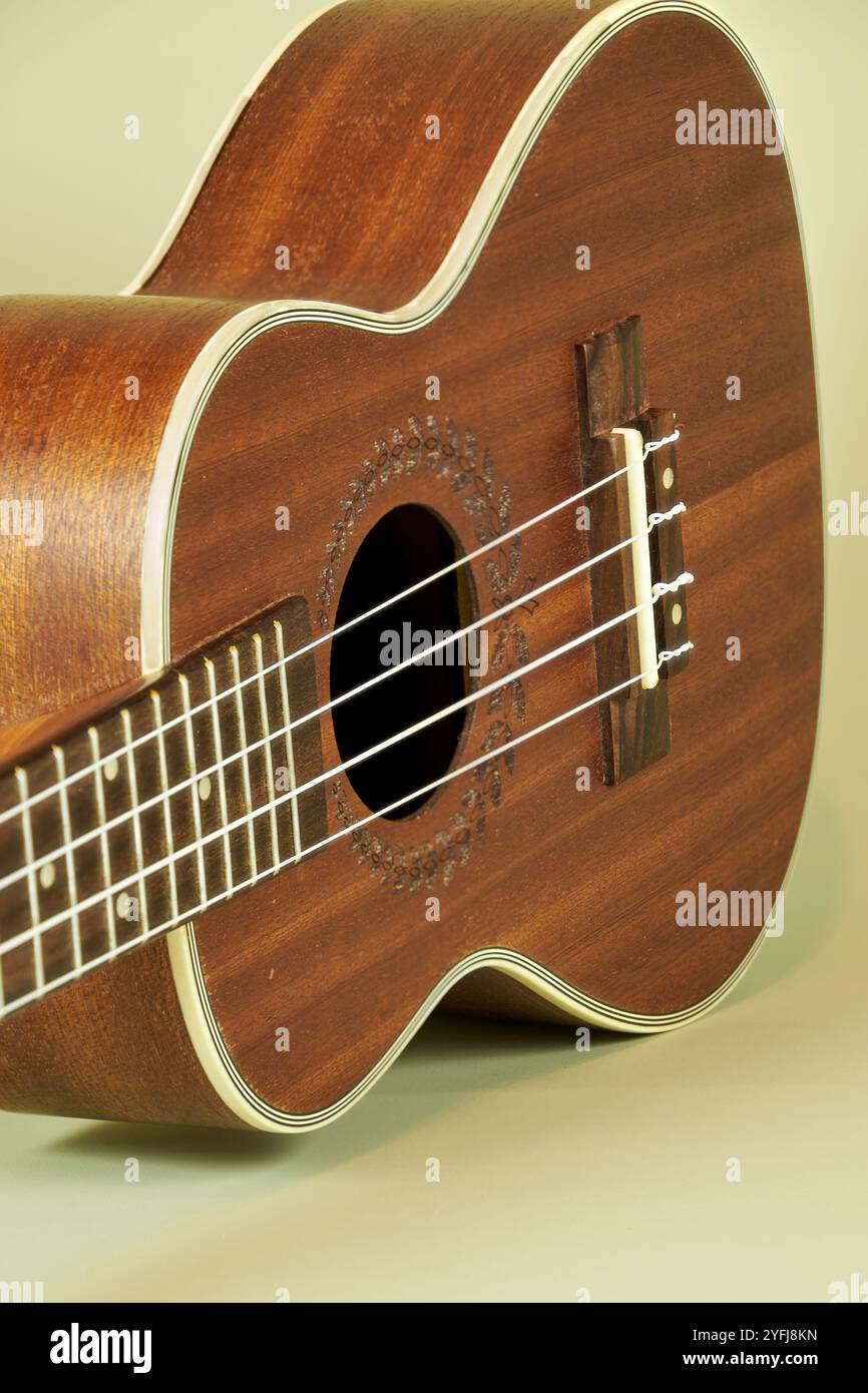 Ukulele. Hawaiian instrument that resembles a guitar but smaller in ...