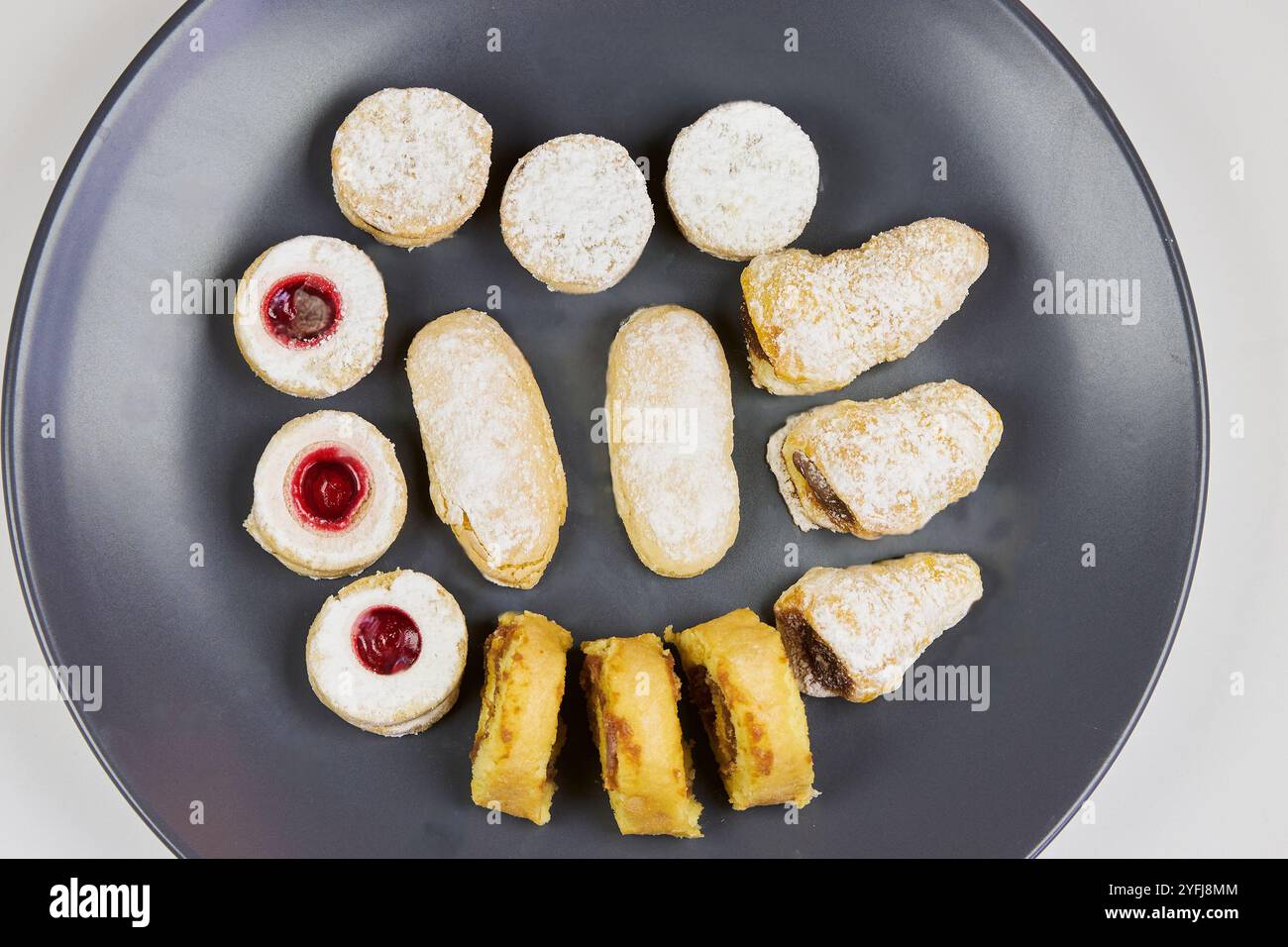 Variety of sweet, freshly baked, crunchy and soft snacks ready to share ...