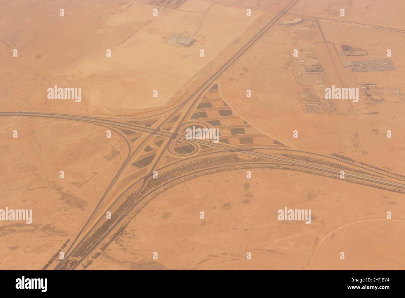 Aerial view of a motorway intersection near King Khalid International ...