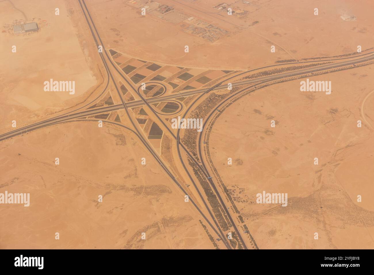 Aerial view of a motorway intersection near King Khalid International ...