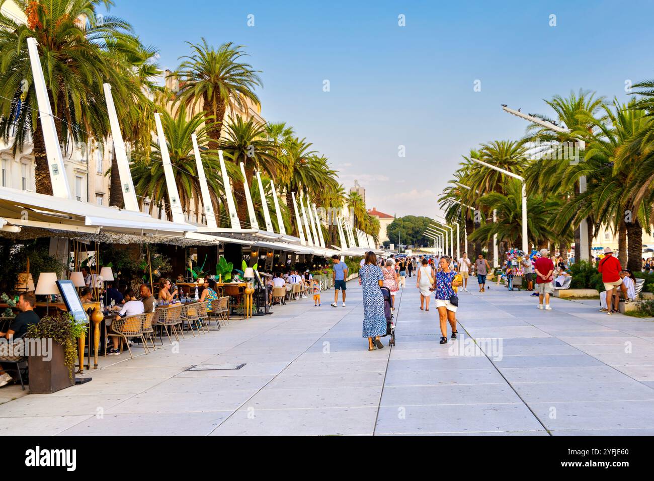 Riva promenade with restaurants at the waterfront, Split, Croatia Stock ...