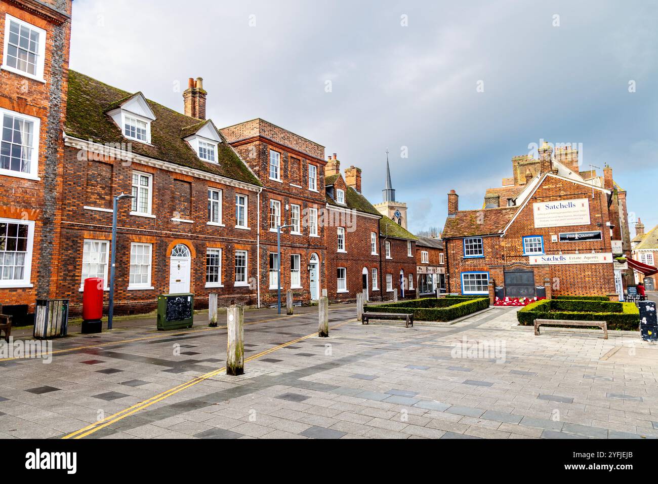 Red brick buildings in the centre of Baldock, Hertfordshire, UK Stock ...