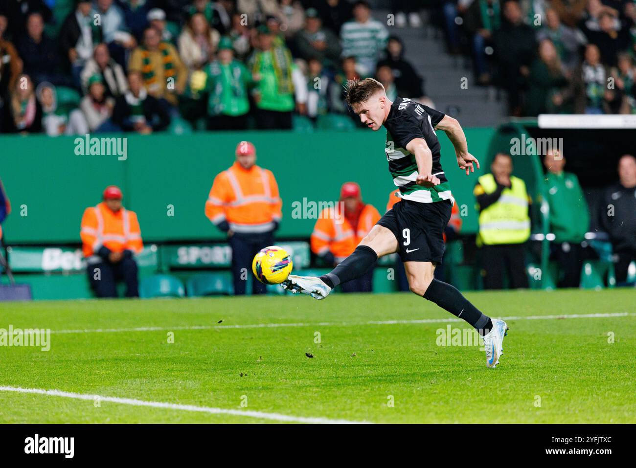 Viktor Gyokeres seen scoring goal during Liga Portugal game between ...