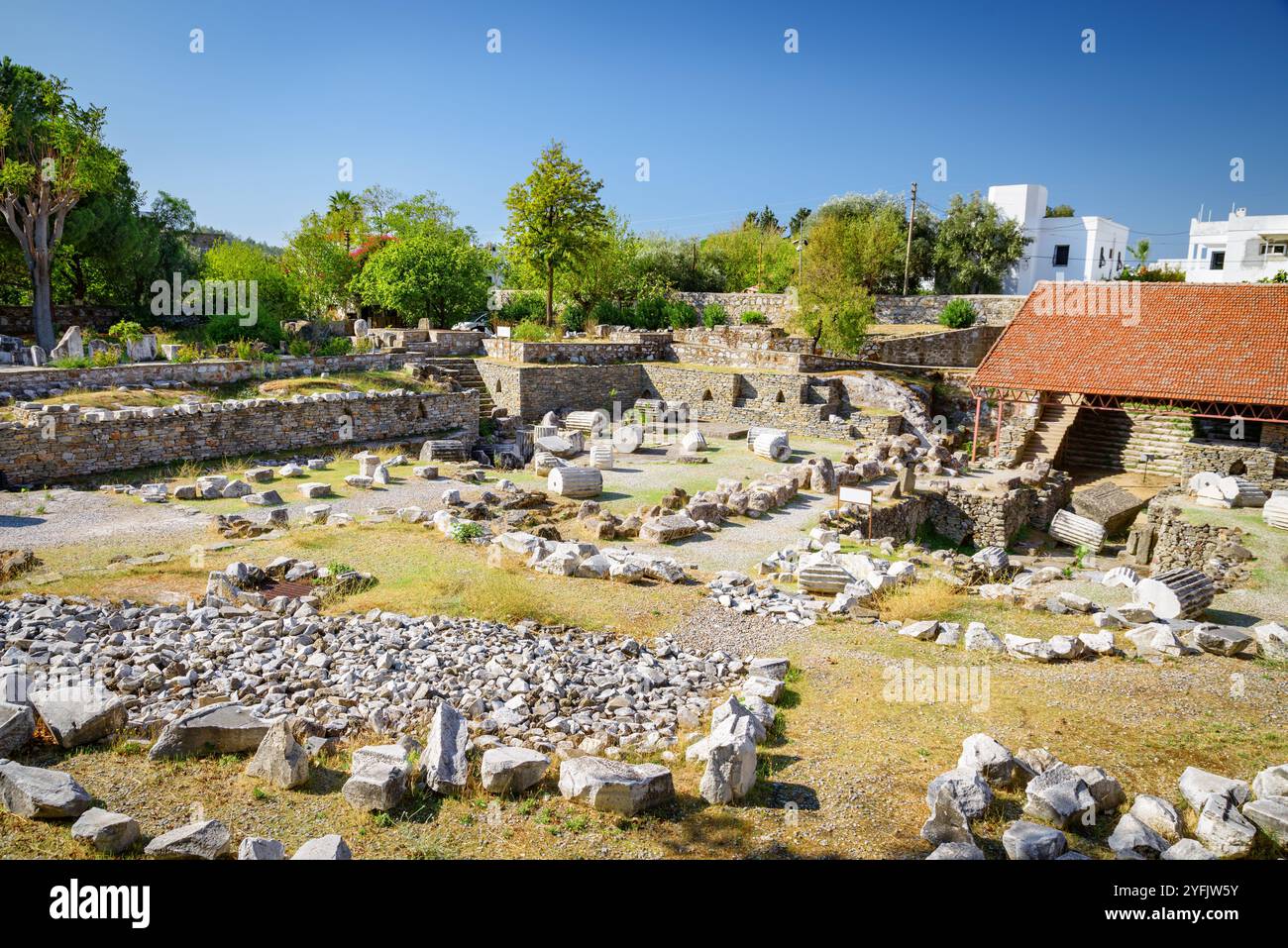The ruins of the Mausoleum at Halicarnassus in Bodrum, Turkey Stock ...