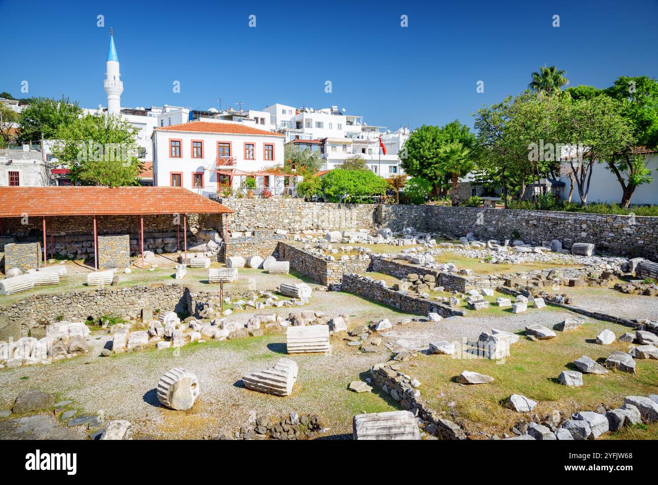 The ruins of the Mausoleum at Halicarnassus in Bodrum, Turkey Stock ...
