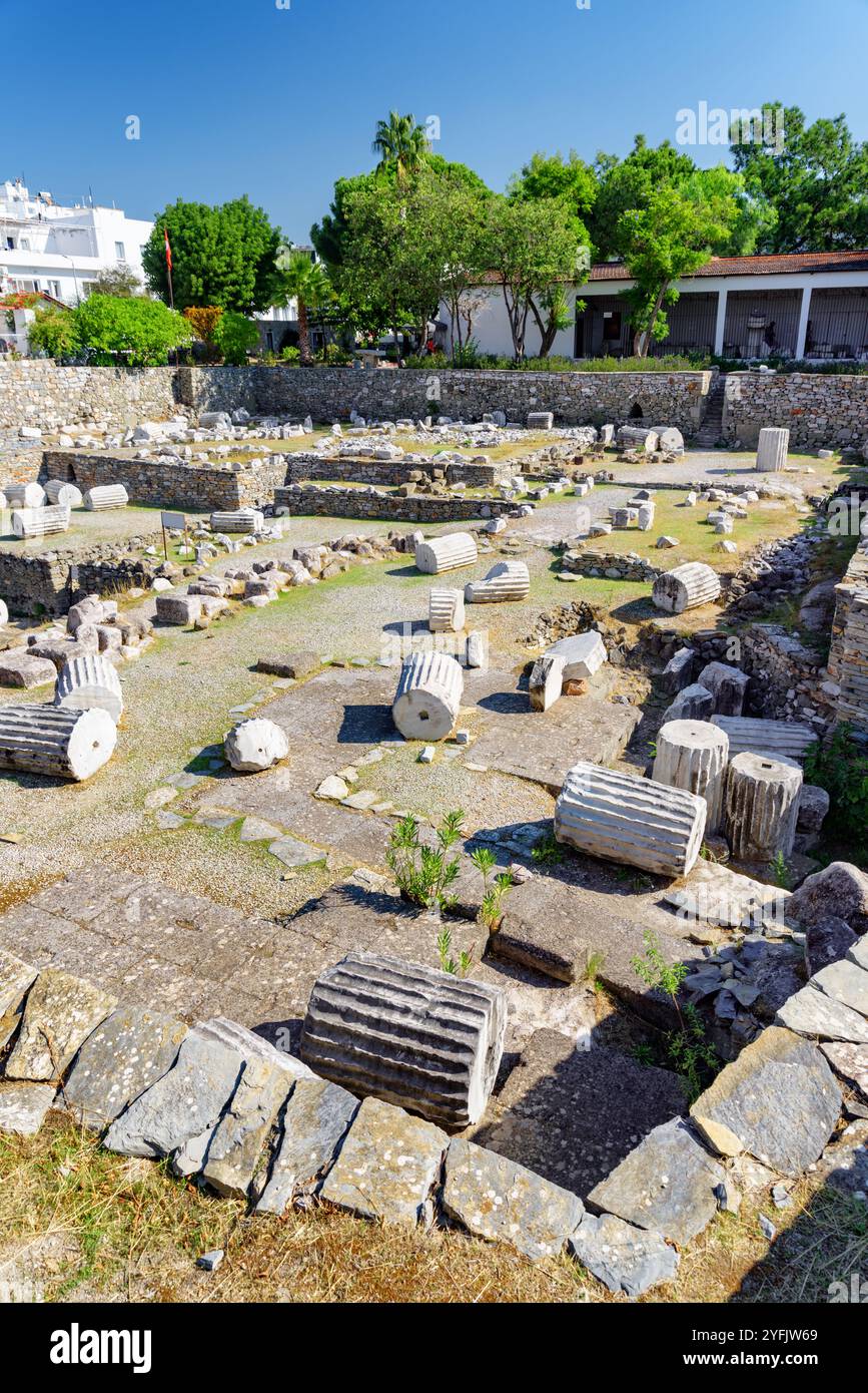 The ruins of the Mausoleum at Halicarnassus in Bodrum, Turkey Stock ...