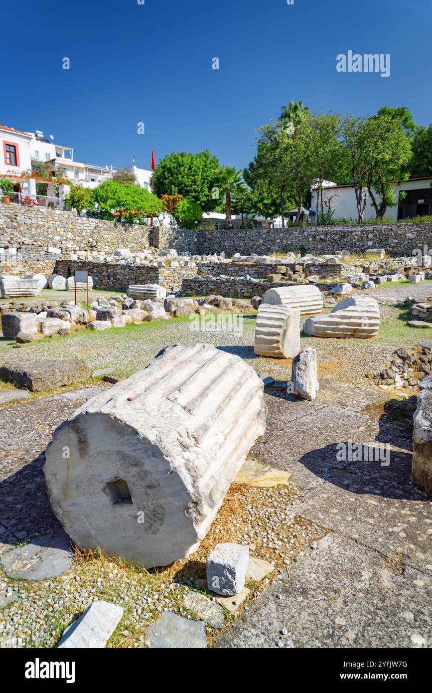 The ruins of the Mausoleum at Halicarnassus in Bodrum, Turkey Stock ...