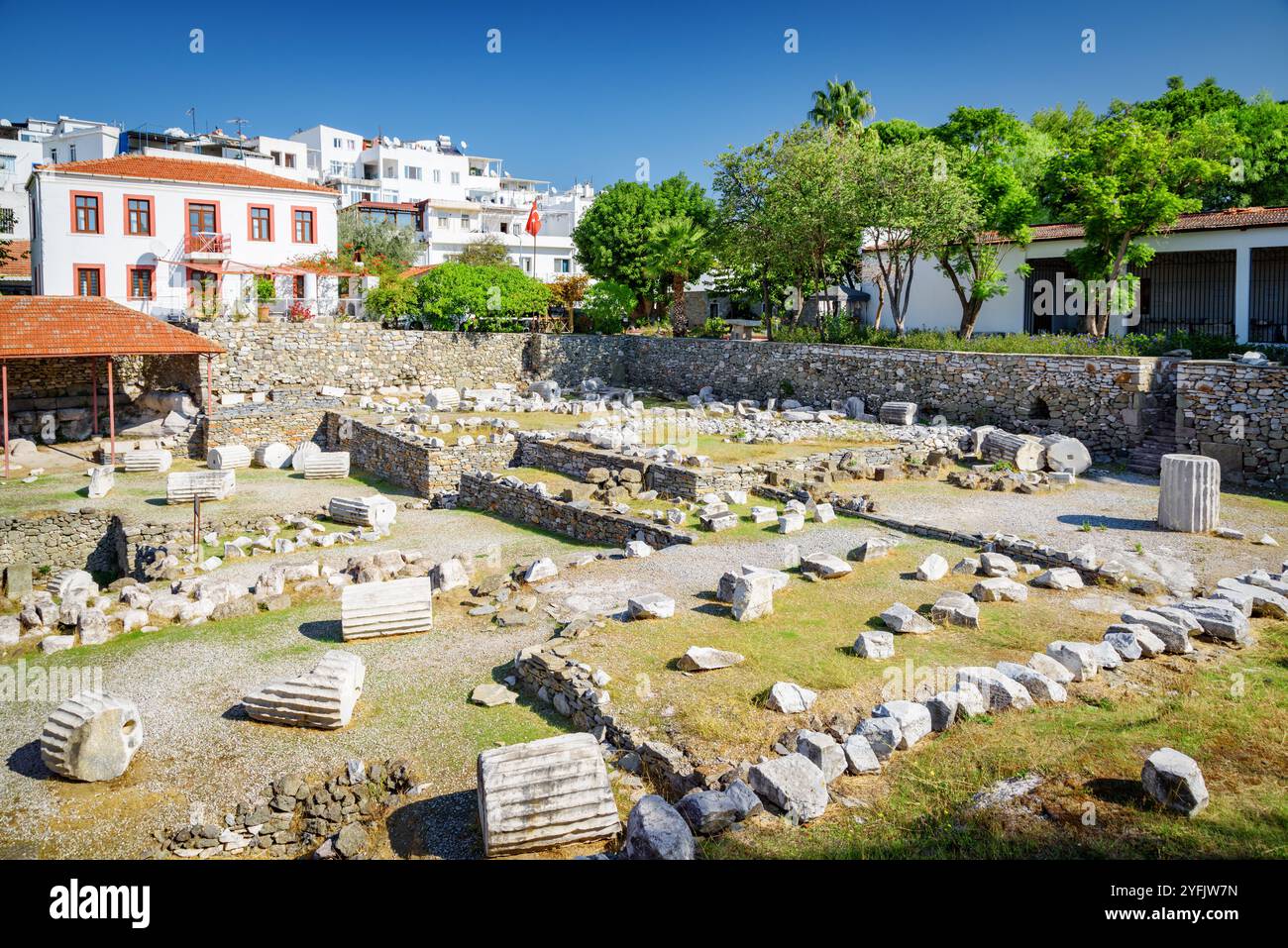The ruins of the Mausoleum at Halicarnassus in Bodrum, Turkey Stock ...