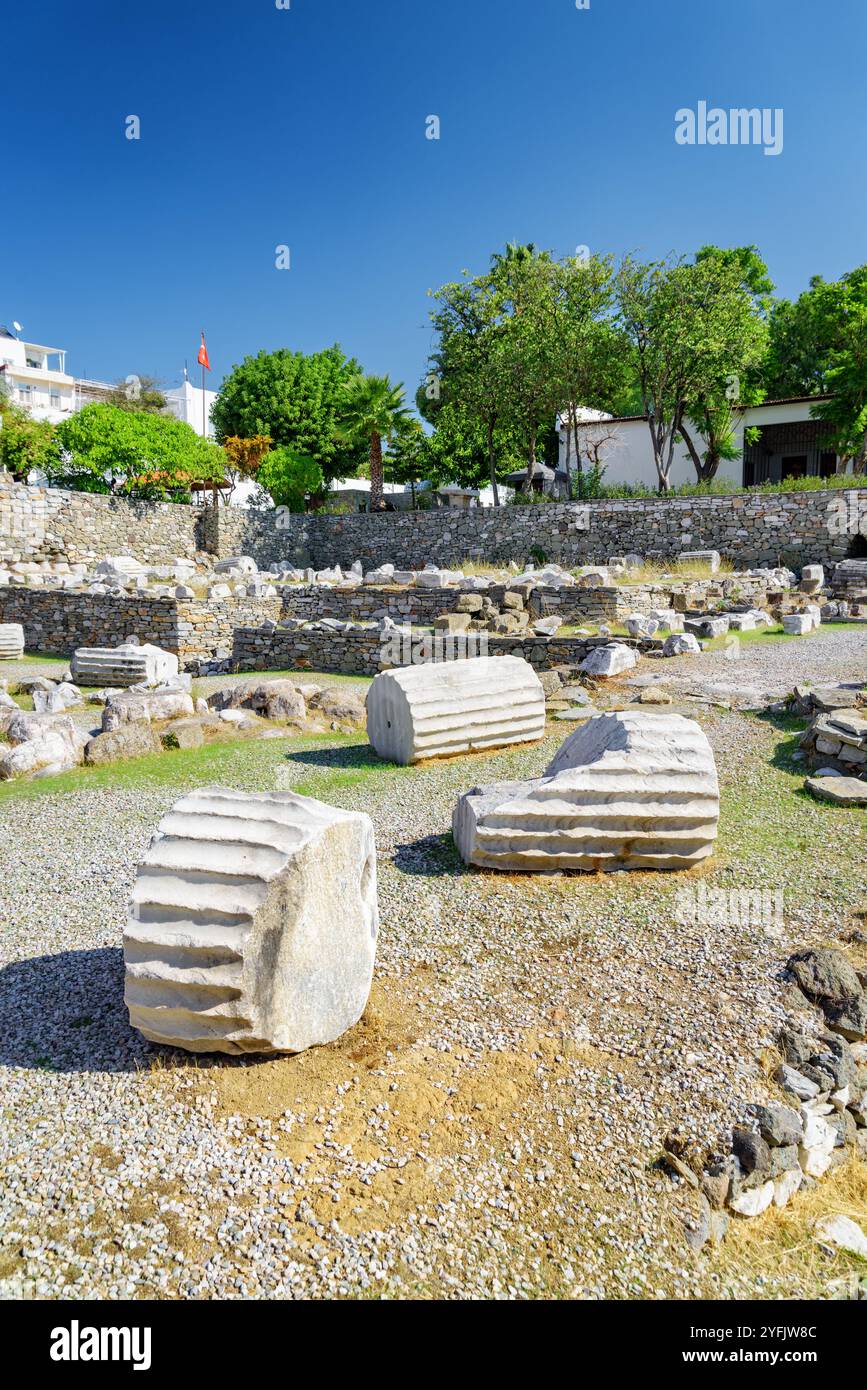 The ruins of the Mausoleum at Halicarnassus in Bodrum, Turkey Stock ...