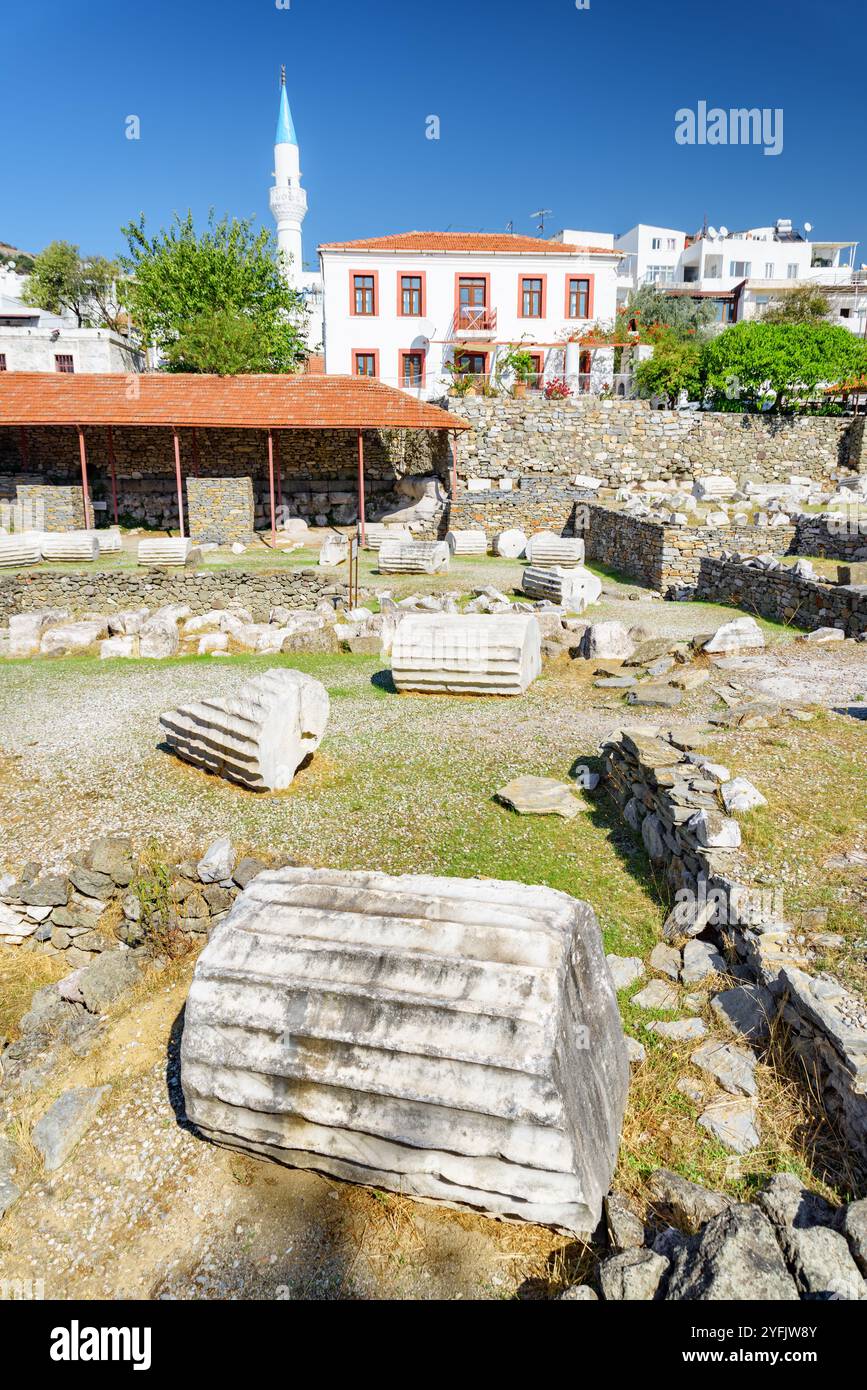 The ruins of the Mausoleum at Halicarnassus in Bodrum, Turkey Stock ...