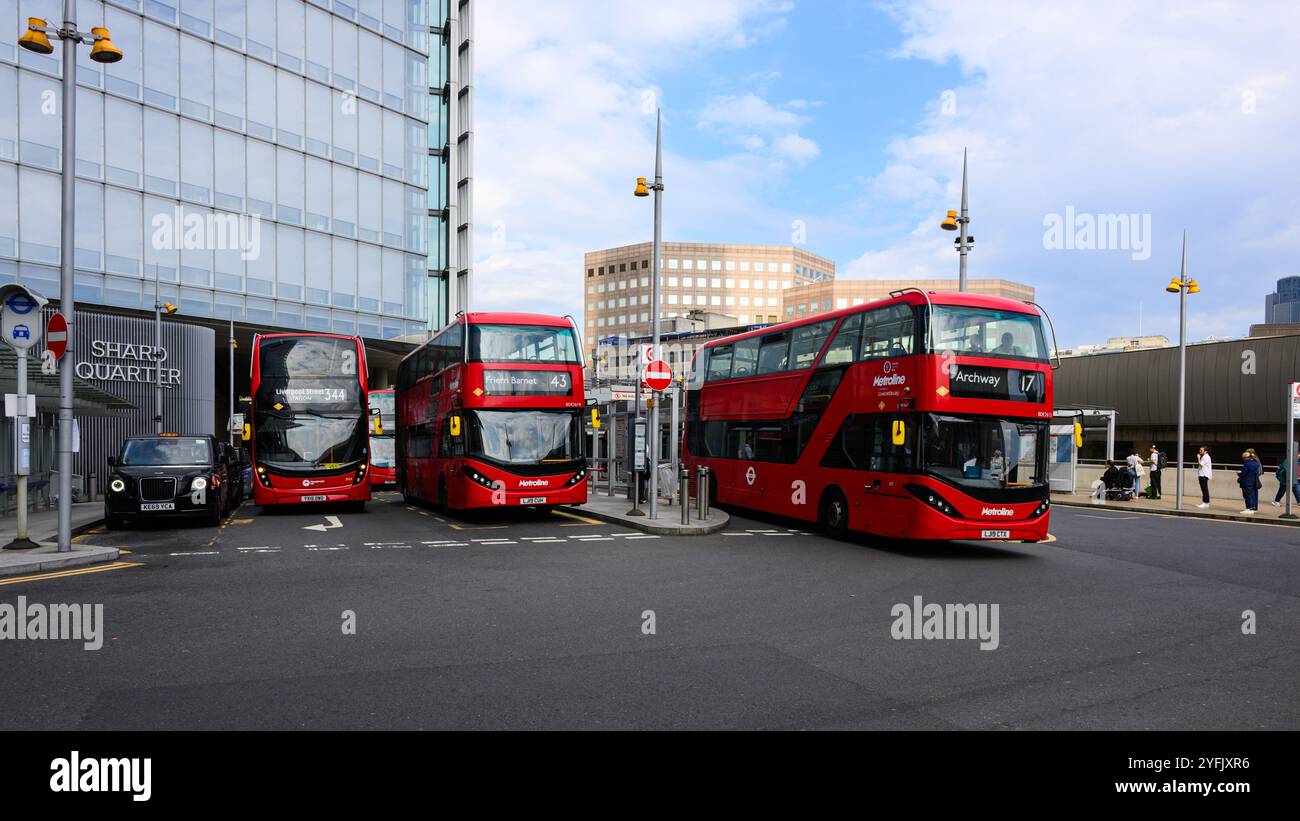 London, UK - September 21, 2024; Red double decker buses at London ...