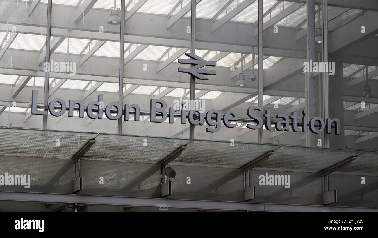 London, UK - September 21, 2024; Text sign at London Bridge Station ...