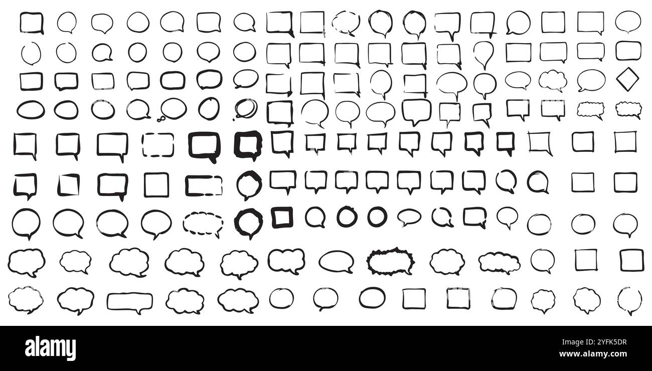 collection of chat bubbles. linear speech bubbles blank. scribe round ...