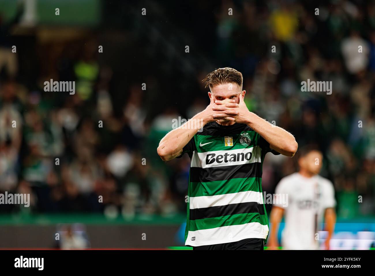 Viktor Gyokeres seen celebrating after scoring goal during Liga ...