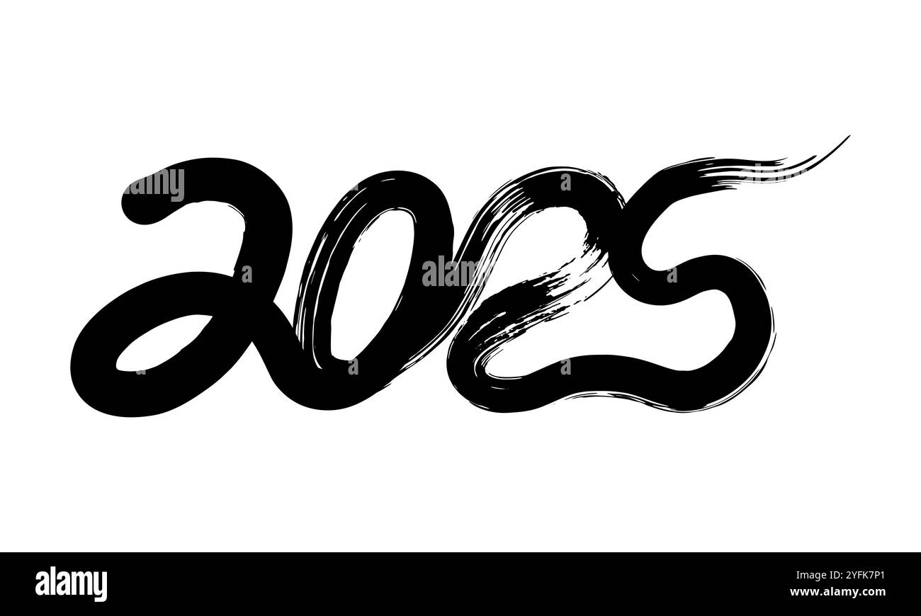 Handwritten Chinese calligraphy number 2025 Stock Vector Image & Art ...
