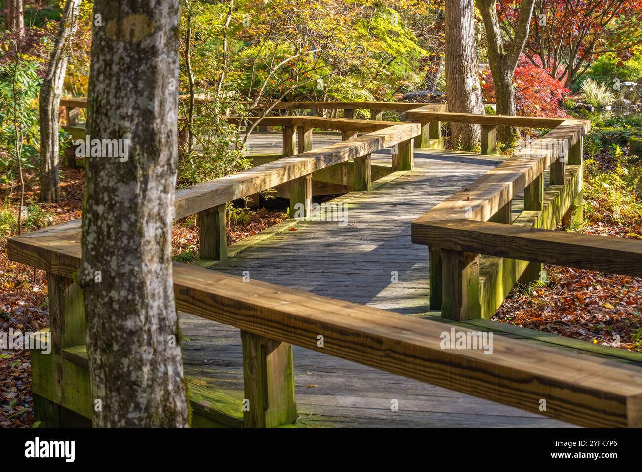 ZigZag Bridge boardwalk in the Japanese gardens at world-class Gibbs ...