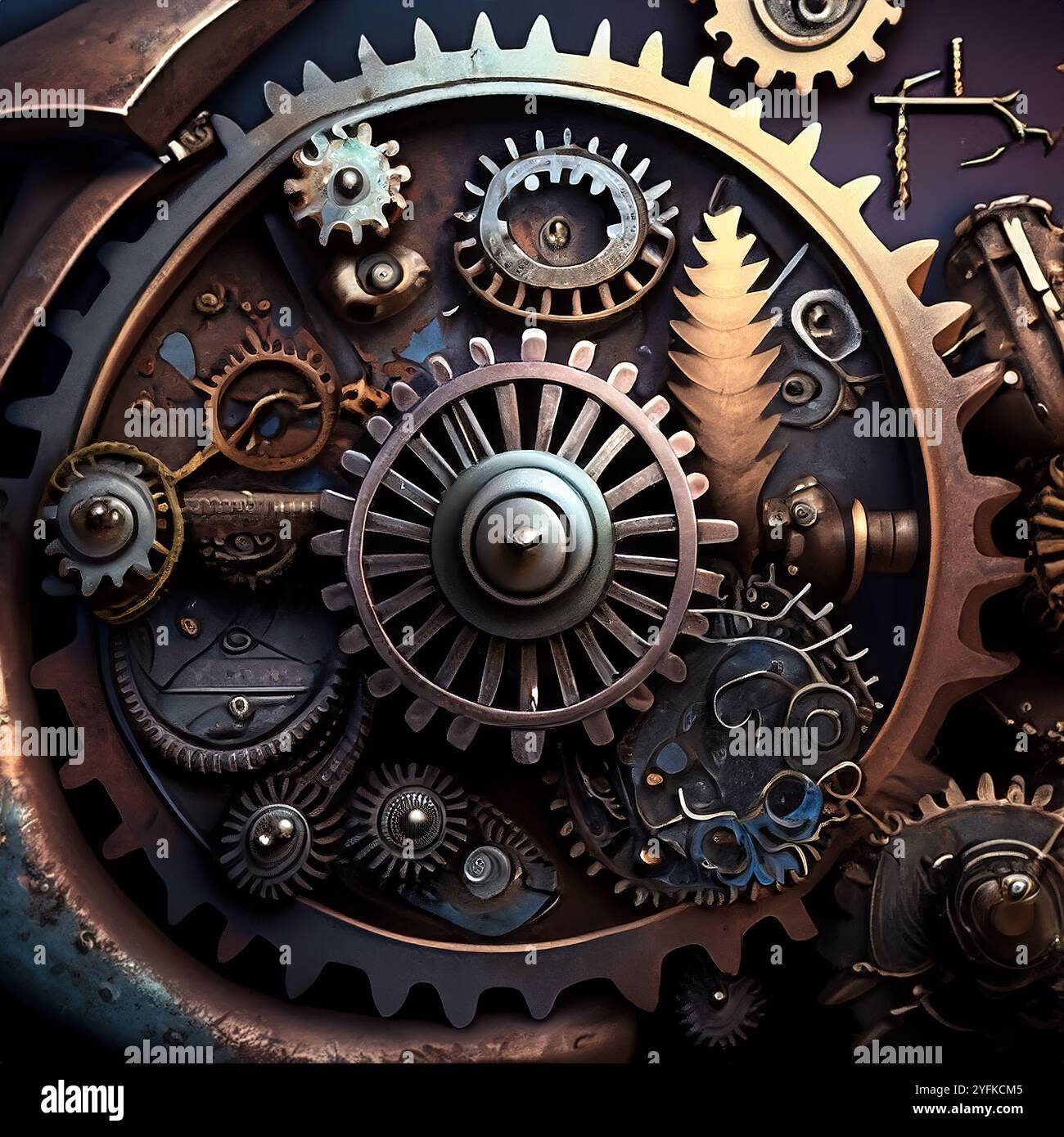 Steampunk Cogs and Gears with many teeth Stock Photo - Alamy