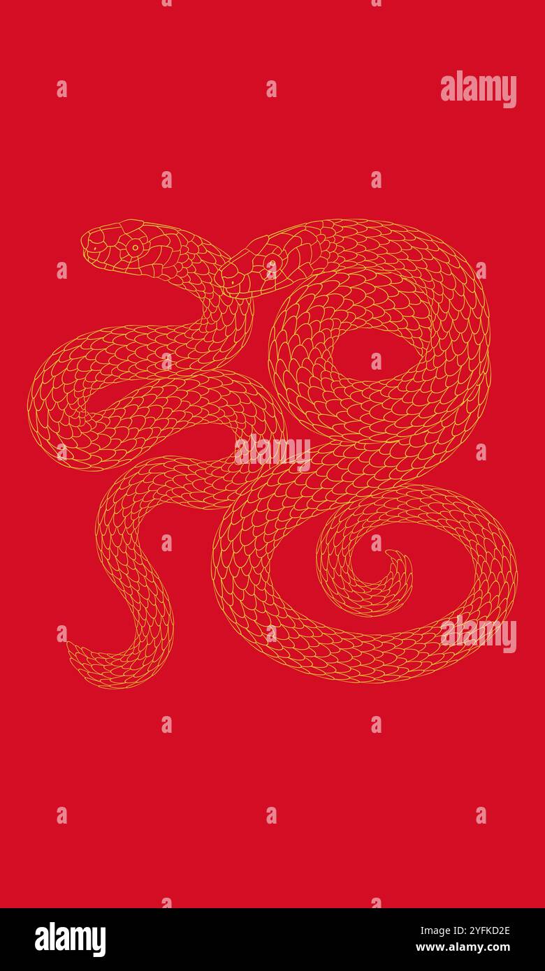 Abstract Chinese character "Fu" formed by two snakes Stock Vector Image ...