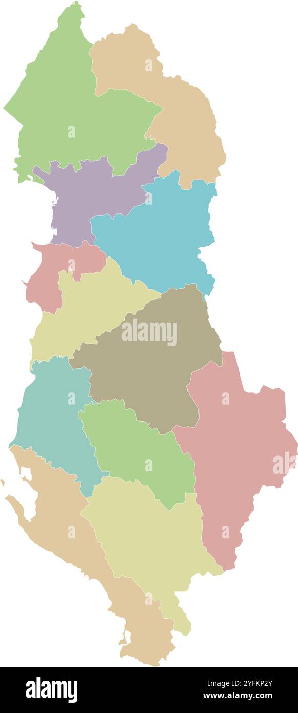 Vector regional blank map of Albania with counties or territories and ...