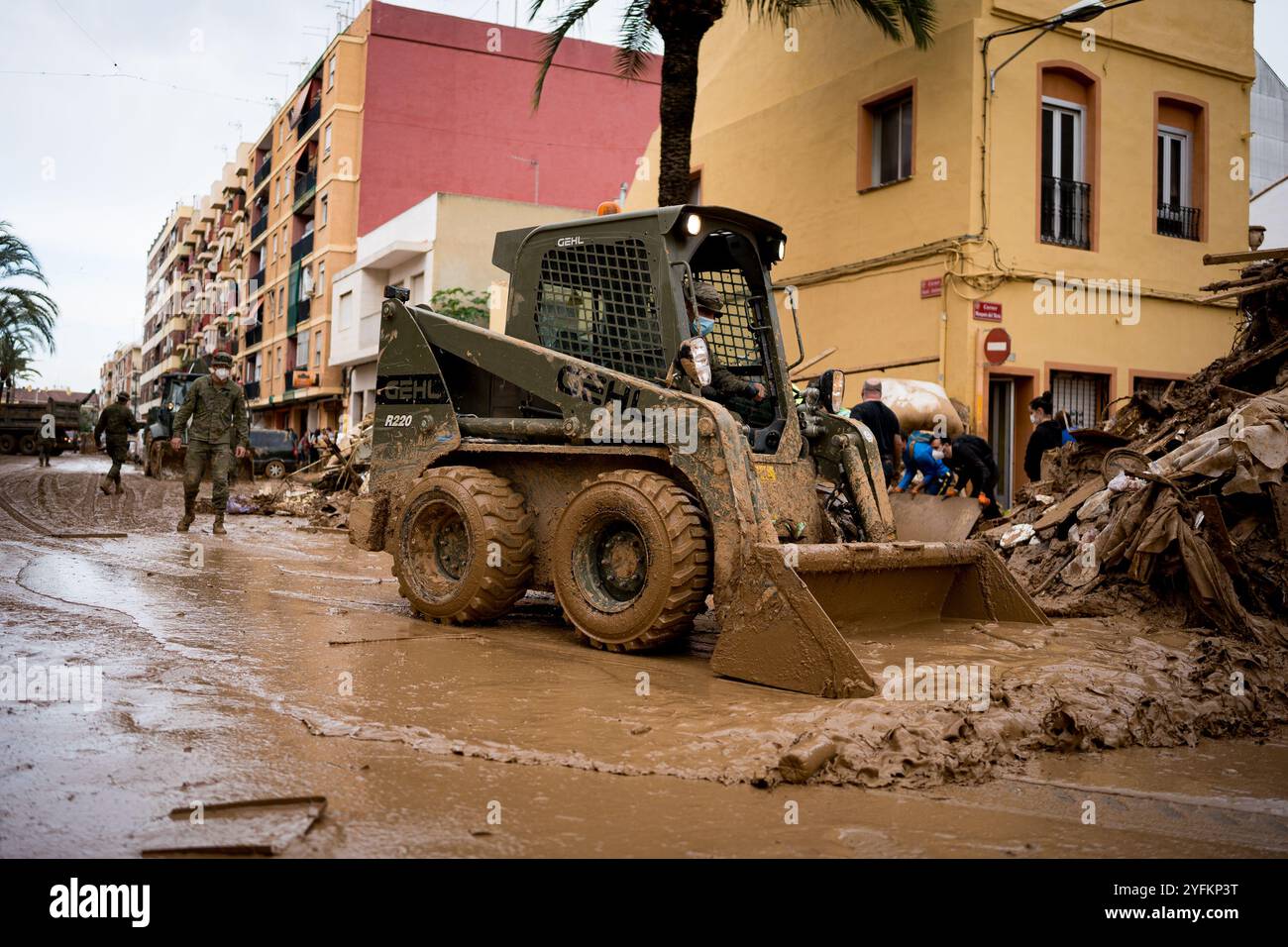 Paiporta, Spain. 03rd Nov, 2024. Military personnel is seen during the ...