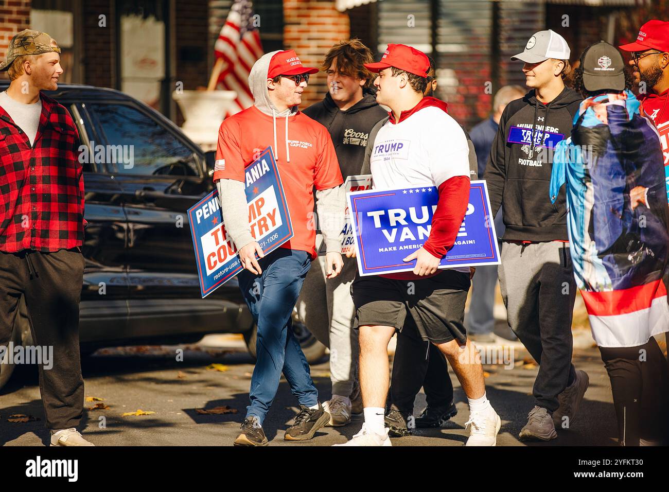 Donald Trump supporters at the Harris Rally in Allentown, Pennsylvania ...