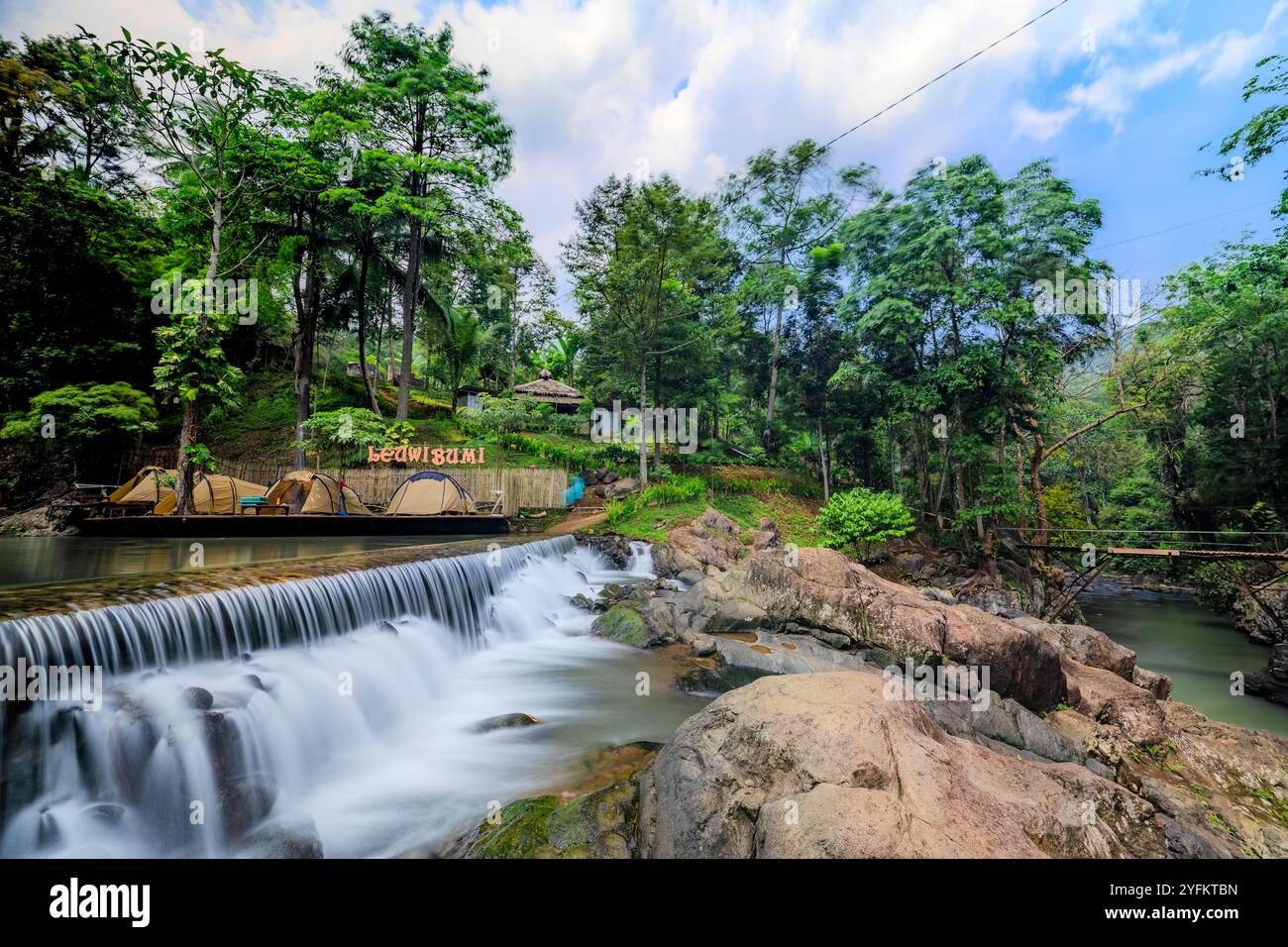 Pristine River Flowing Through Dense Forest in Alpine Region. Panoramic ...