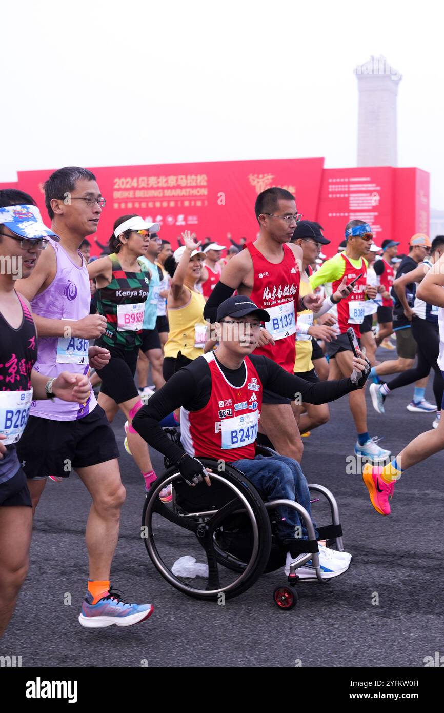 Beijing,China.3rd November 2024. The 2024 Beijing Marathon commences on ...