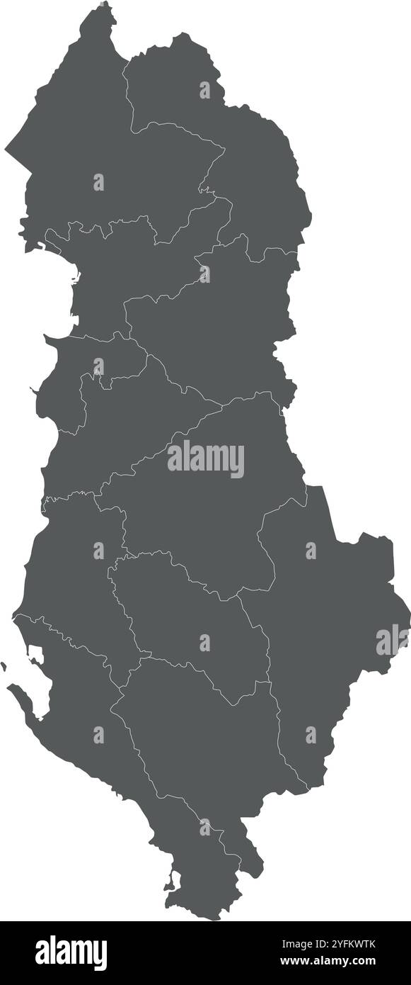Vector regional blank map of Albania with counties or territories and ...