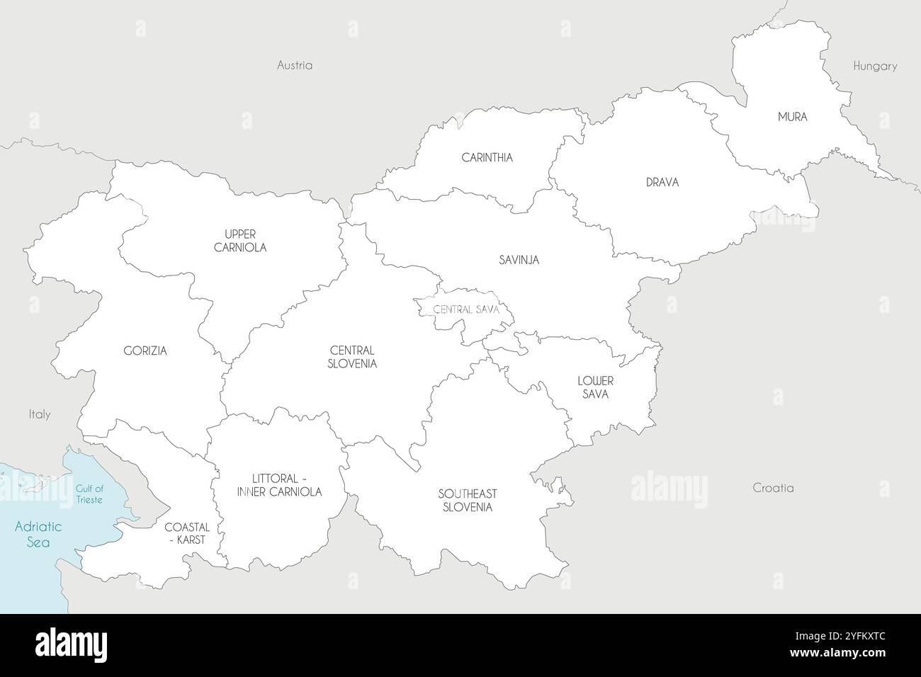 Vector map of Slovenia with statistical regions and administrative ...