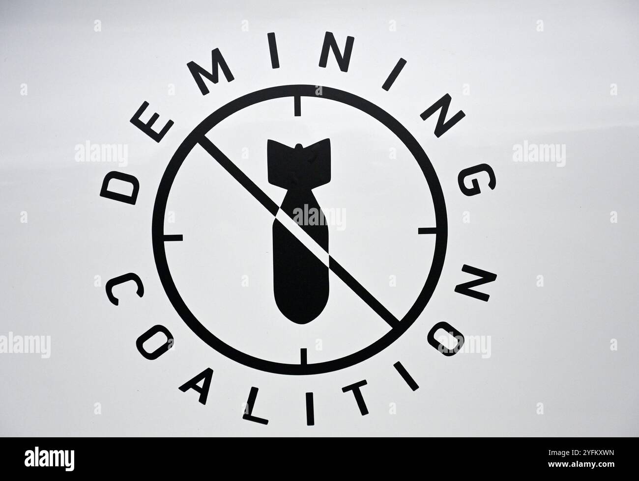 KYIV, UKRAINE - NOVEMBER 4, 2024 - The logo of the Demining Capability ...