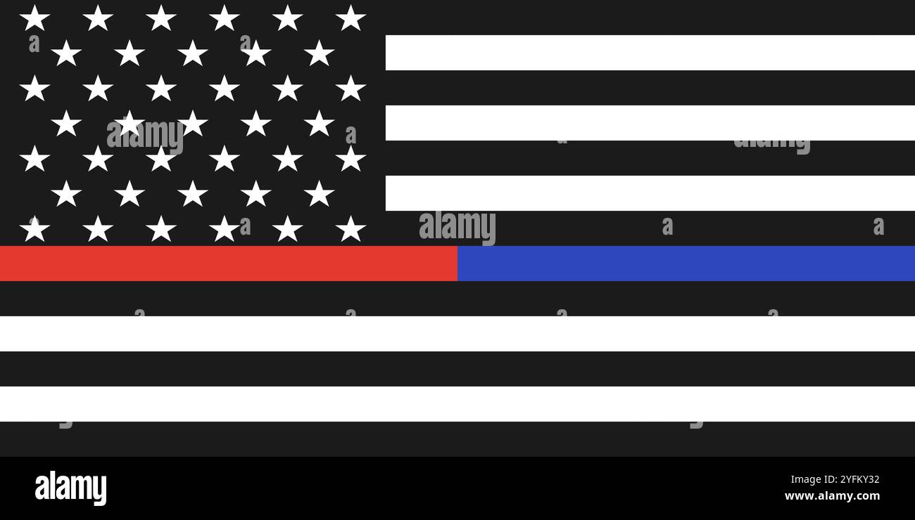 American red line firefighter flag. Red line fire honor and respect law ...