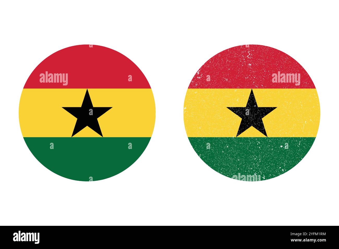 Flag of Ghana. Two Circular Flags of Ghana, with a Distressed Texture ...