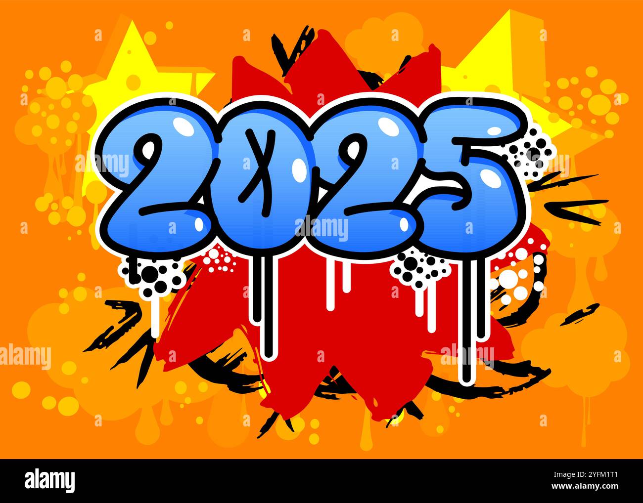 2025 Graffiti tag. Abstract modern street art decoration performed in ...