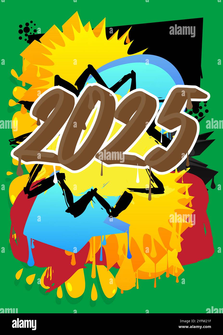 2025 Graffiti tag. Abstract modern street art decoration performed in ...
