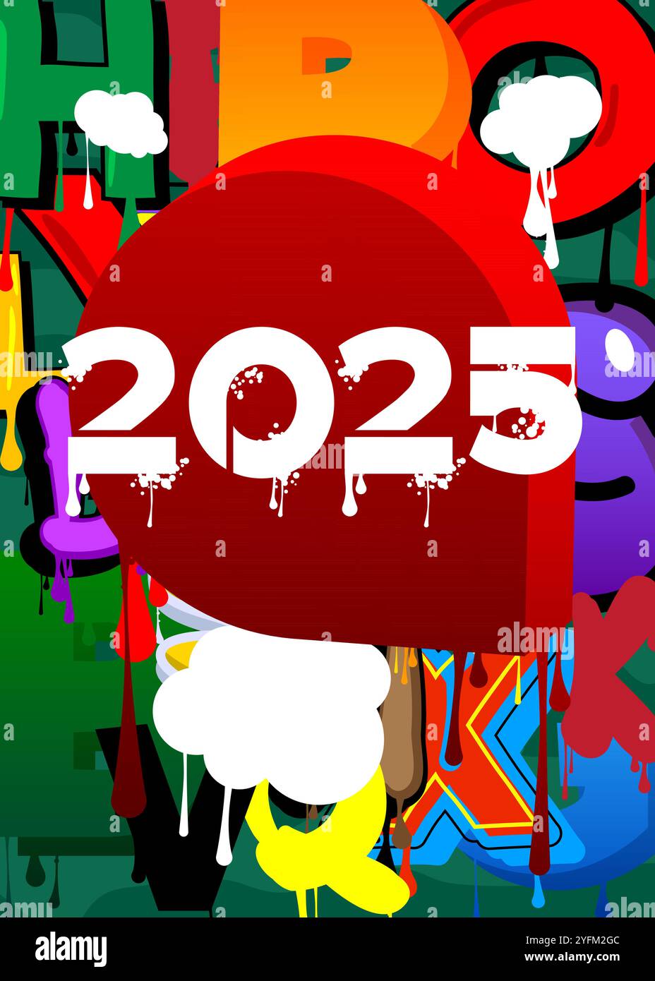 2025 Graffiti tag. Abstract modern street art decoration performed in ...