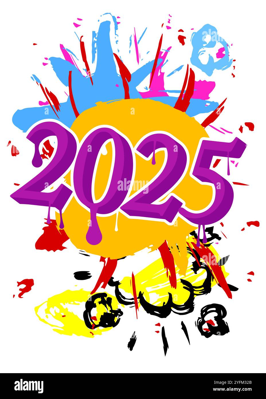 2025 Graffiti tag. Abstract modern street art decoration performed in ...