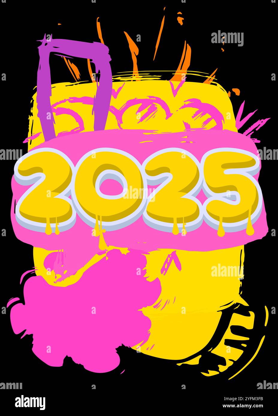 2025 Graffiti tag. Abstract modern street art decoration performed in ...