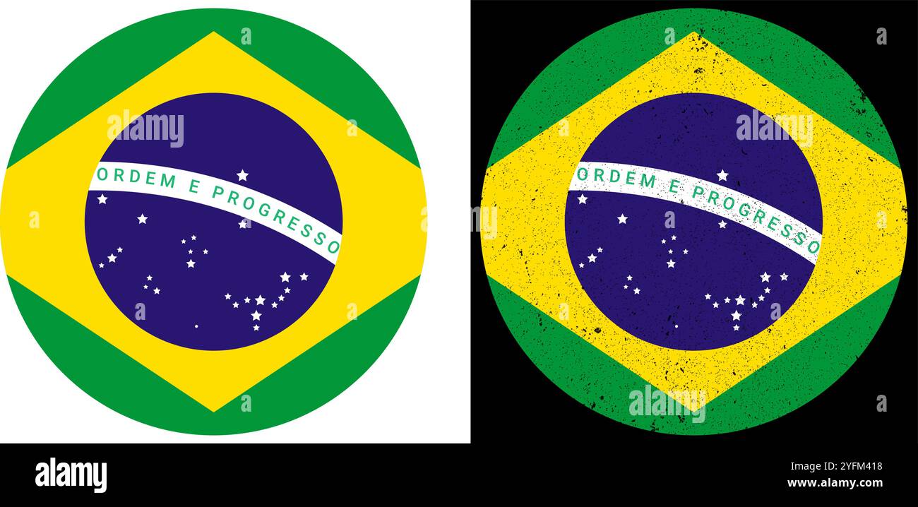 Distressed Brazilian Flag Design in Two Versions Stock Vector Image ...